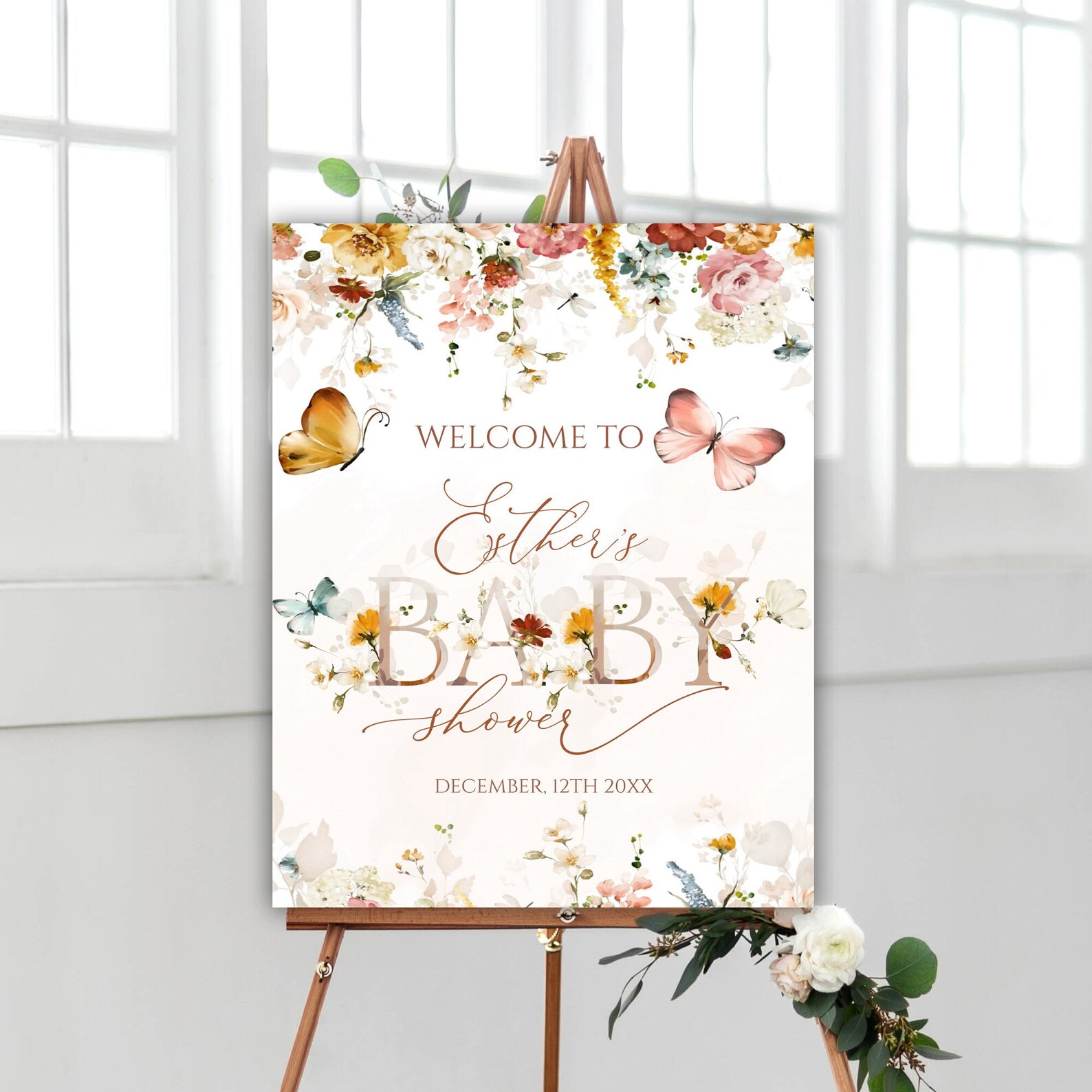 Printable Boho Baby Shower Welcome Sign Baby Girl Wildflower - Etsy