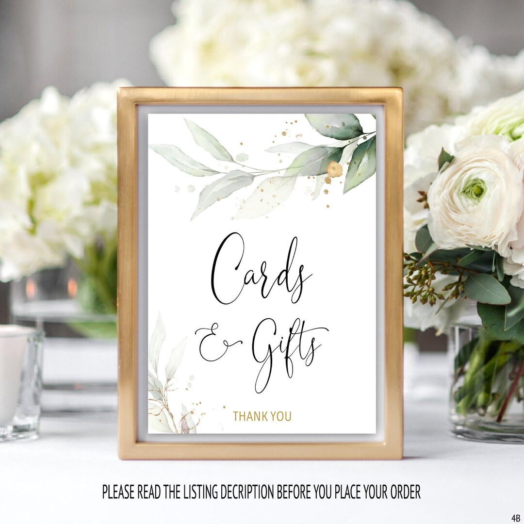 Cards and Gifts Sign, Gift Table Sign, Greenery Cards and Gifts, Baby ...