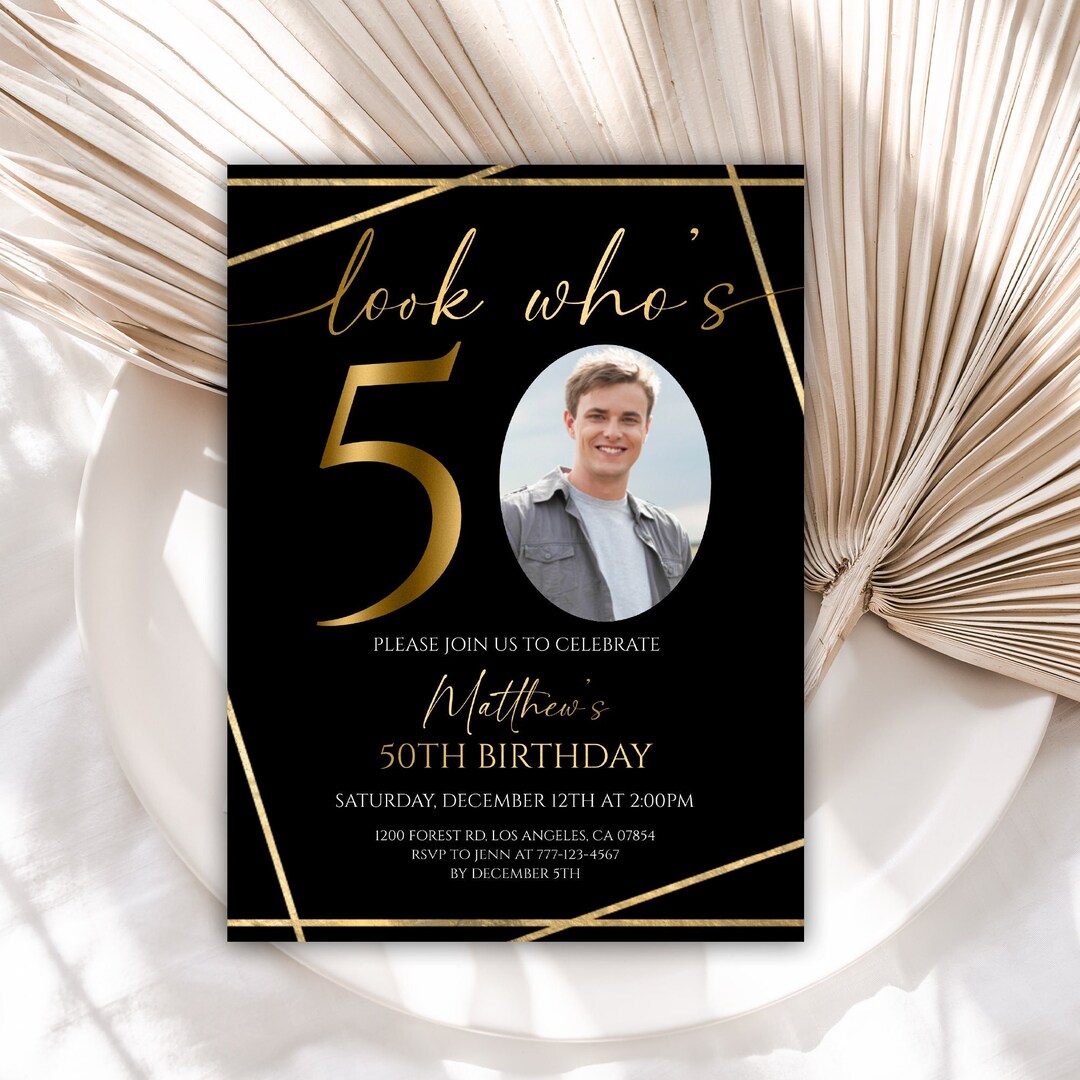 Editable 50th Birthday Invitation, Minimalist Birthday Invitation ...