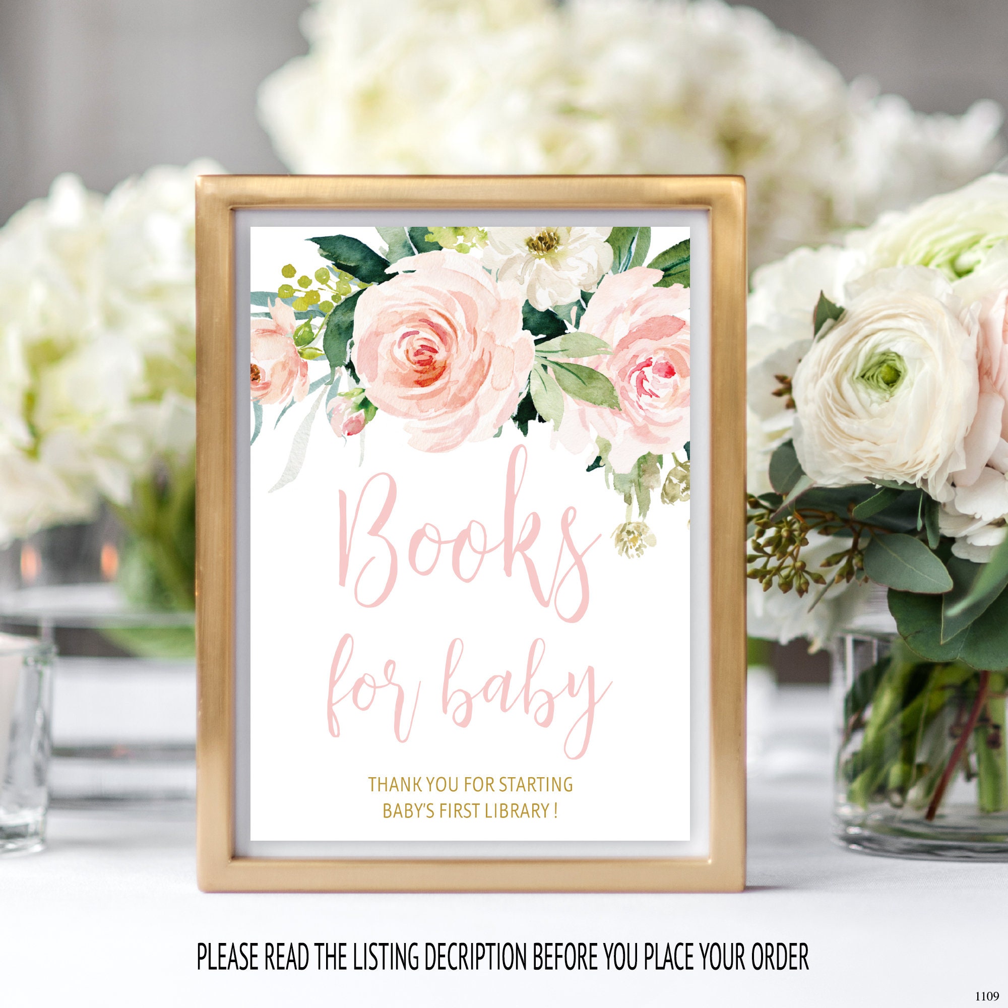 Books for baby sign baby's library sign baby shower book | Etsy