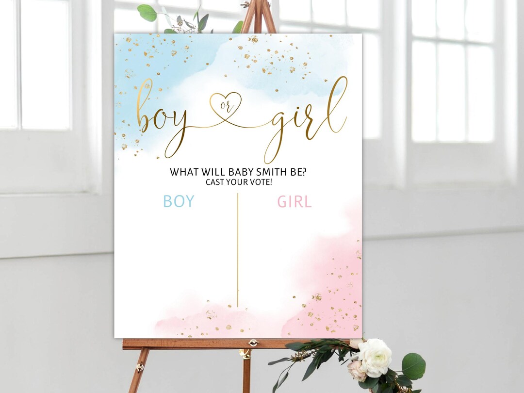 Watercolor Gender Voting Poster Template, Printable Gender Voting Sign ...