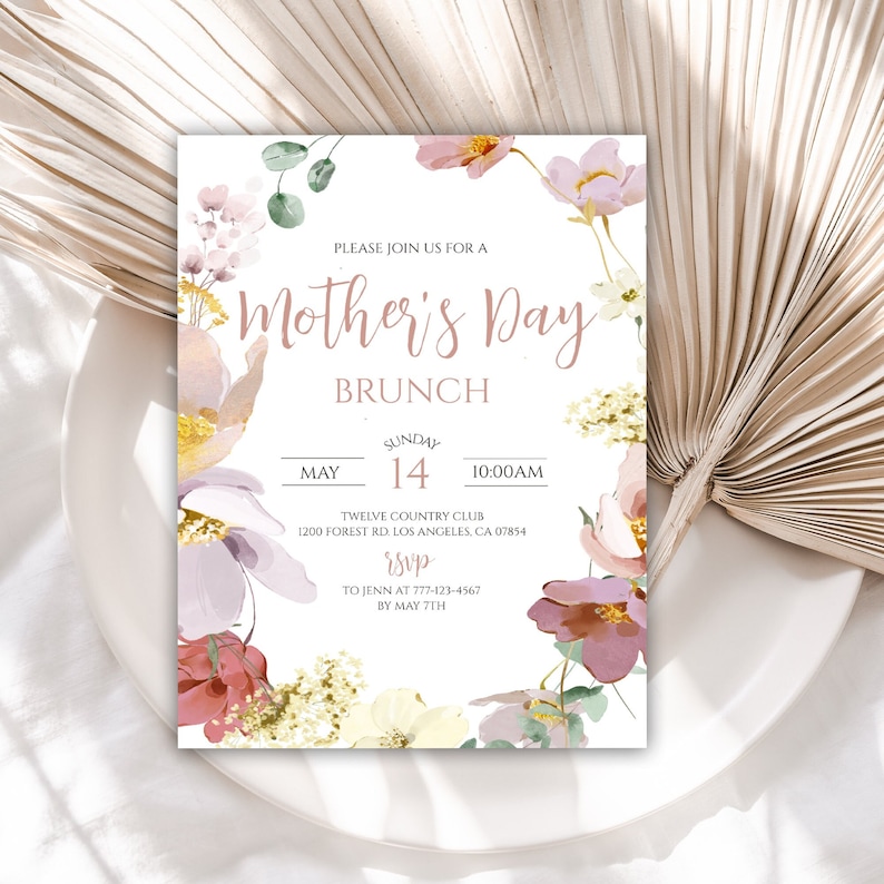 Printable Mother's Day Invitation Template Wildflower - Etsy