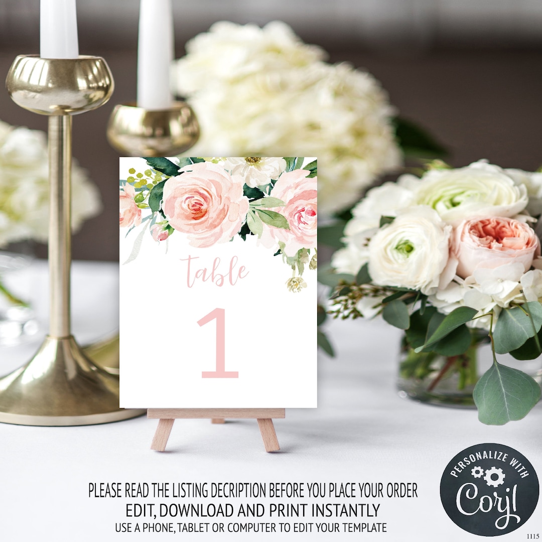 Table Number Template Table Numbers Printable Table Numbers Baby Shower ...