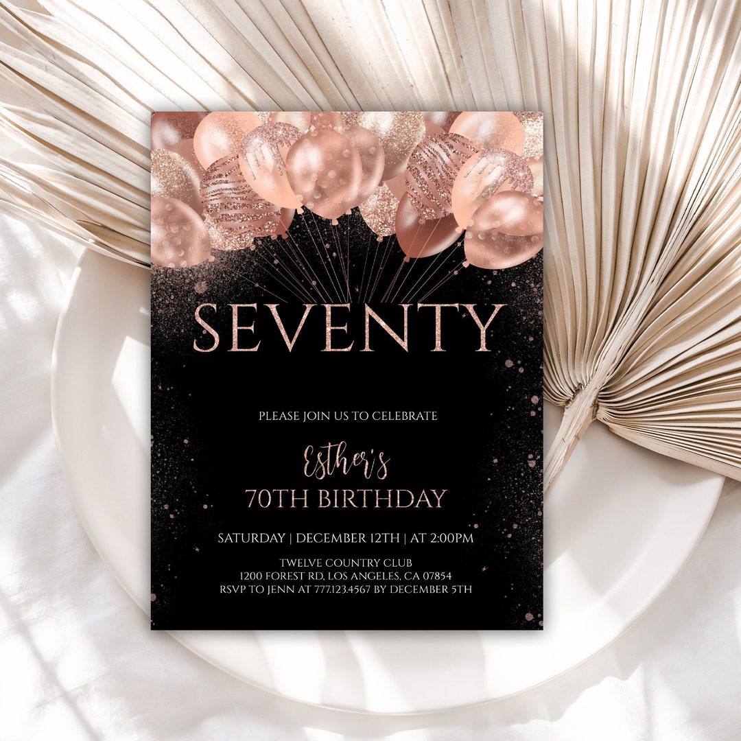 Editable 70th Birthday Invitation Template Birthday Party Digital