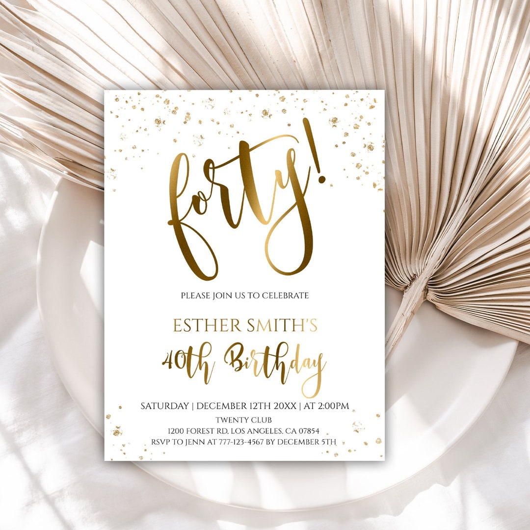 40th Birthday Party Invitations Printable 40th Birthday Party