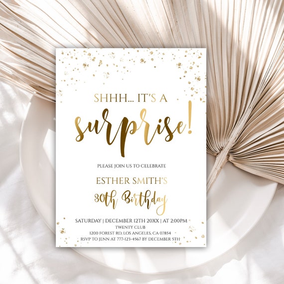 Surprise Birthday Invitation Templates Editable