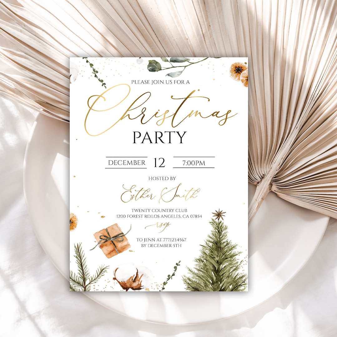 Editable Christmas Party Invitations, Printable Christmas Invitation ...