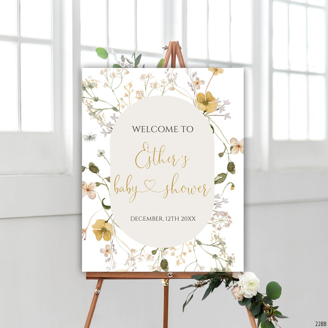 Wildflower Welcome Sign Poster, Baby Shower Welcome Sign, Floral ...