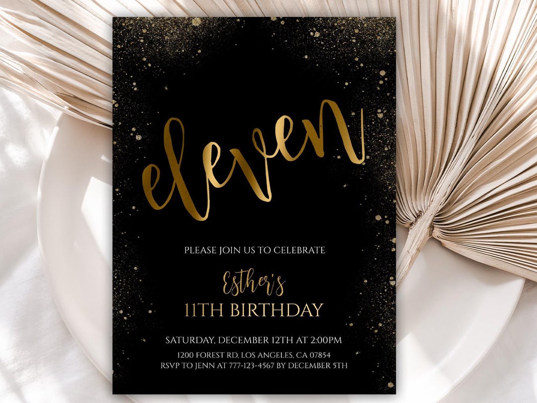 11th Birthday Invitation, Minimalist Birthday Party Invitation Template ...