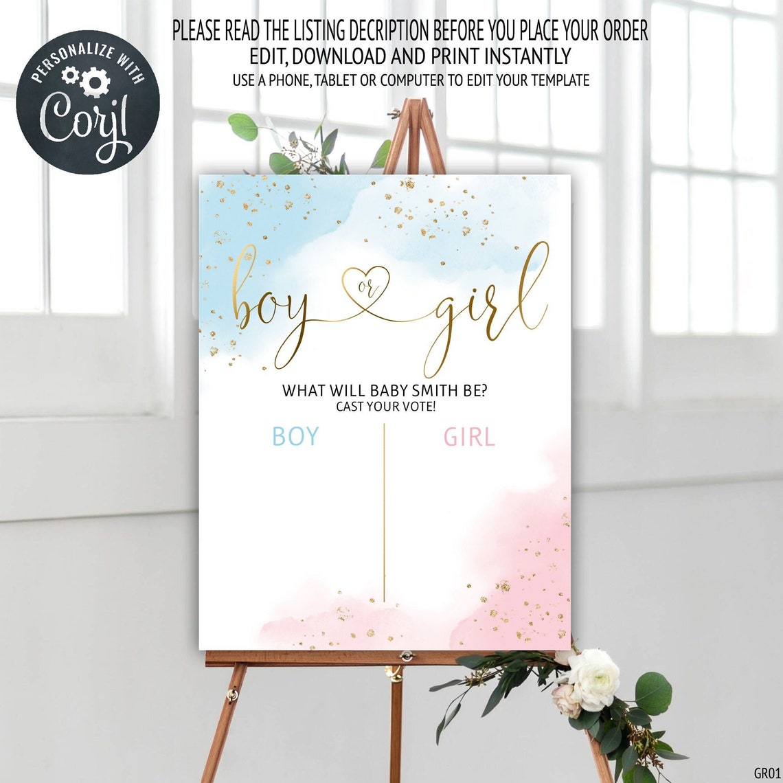 Watercolor Gender Voting Poster Template Printable Gender - Etsy