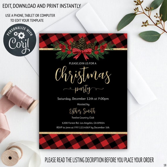 Editable Christmas Party Invitation Christmas Party | Etsy