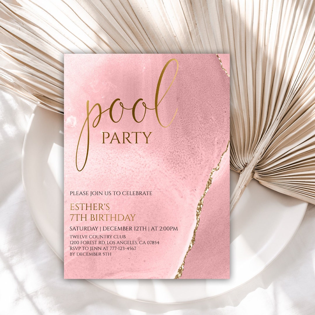 Printable Pool Party Invitation Girl, Summer Swimming Pool Party Invite ...