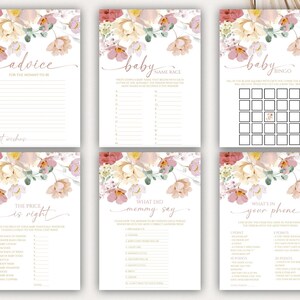 Editable Wildflower Baby Shower Games, Floral Baby Shower Game Bundle ...