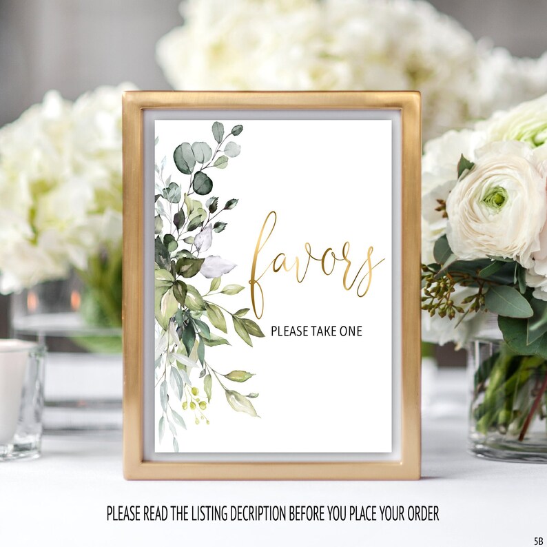 Eucalyptus Favors Sign Please Take One Sign Printable Favors - Etsy