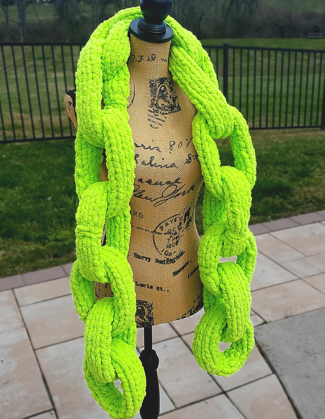 Lime Green Chain Scarf - Etsy
