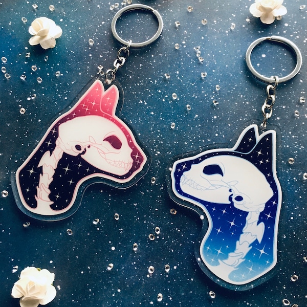 Acrylic Skull Keychain - Etsy