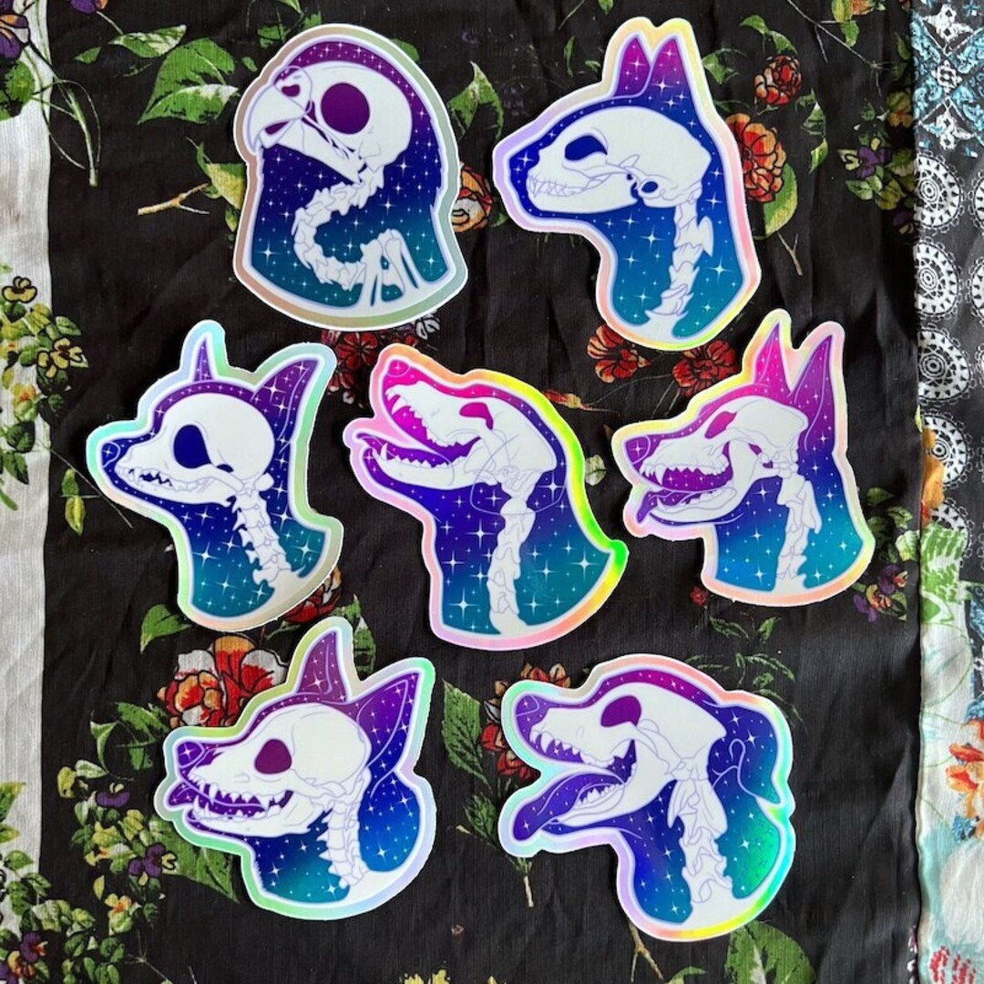 Pet Skull Holographic Vinyl Sticker Set + FREE SHIPPING // Gothic ...