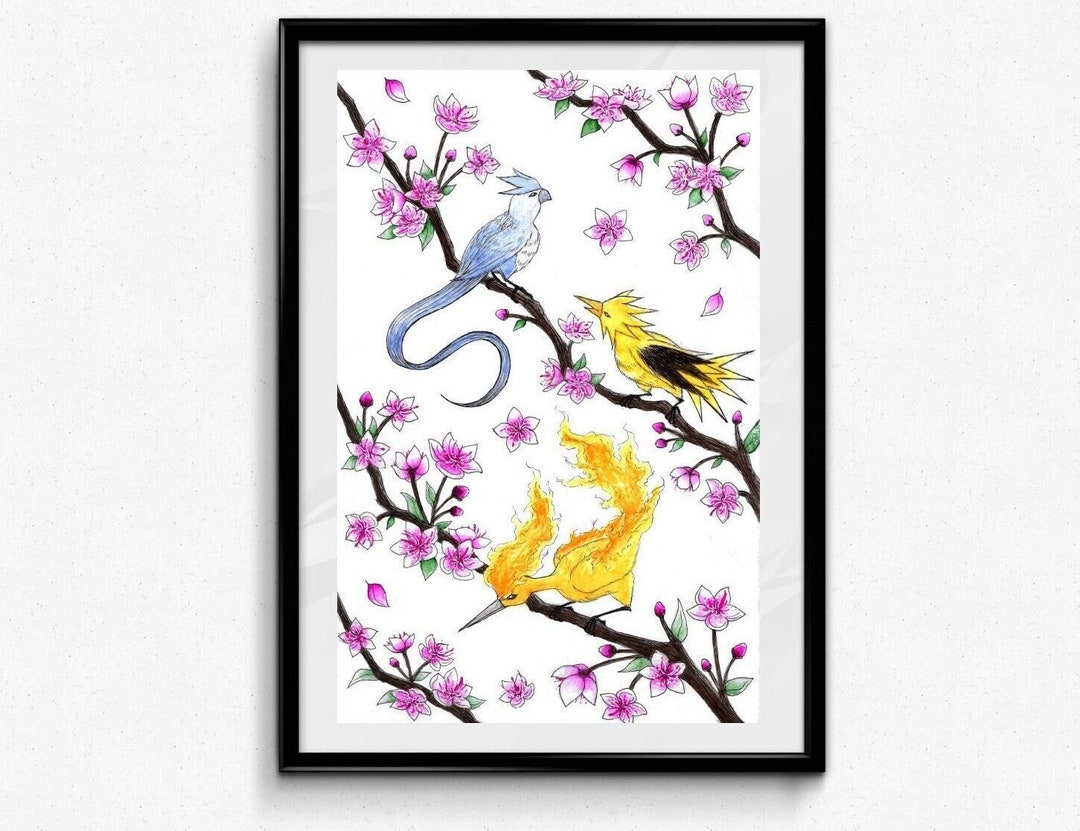 Legendary Birds Pokémon Art Print – Zapdos, Articuno & Moltres 11x17 ...