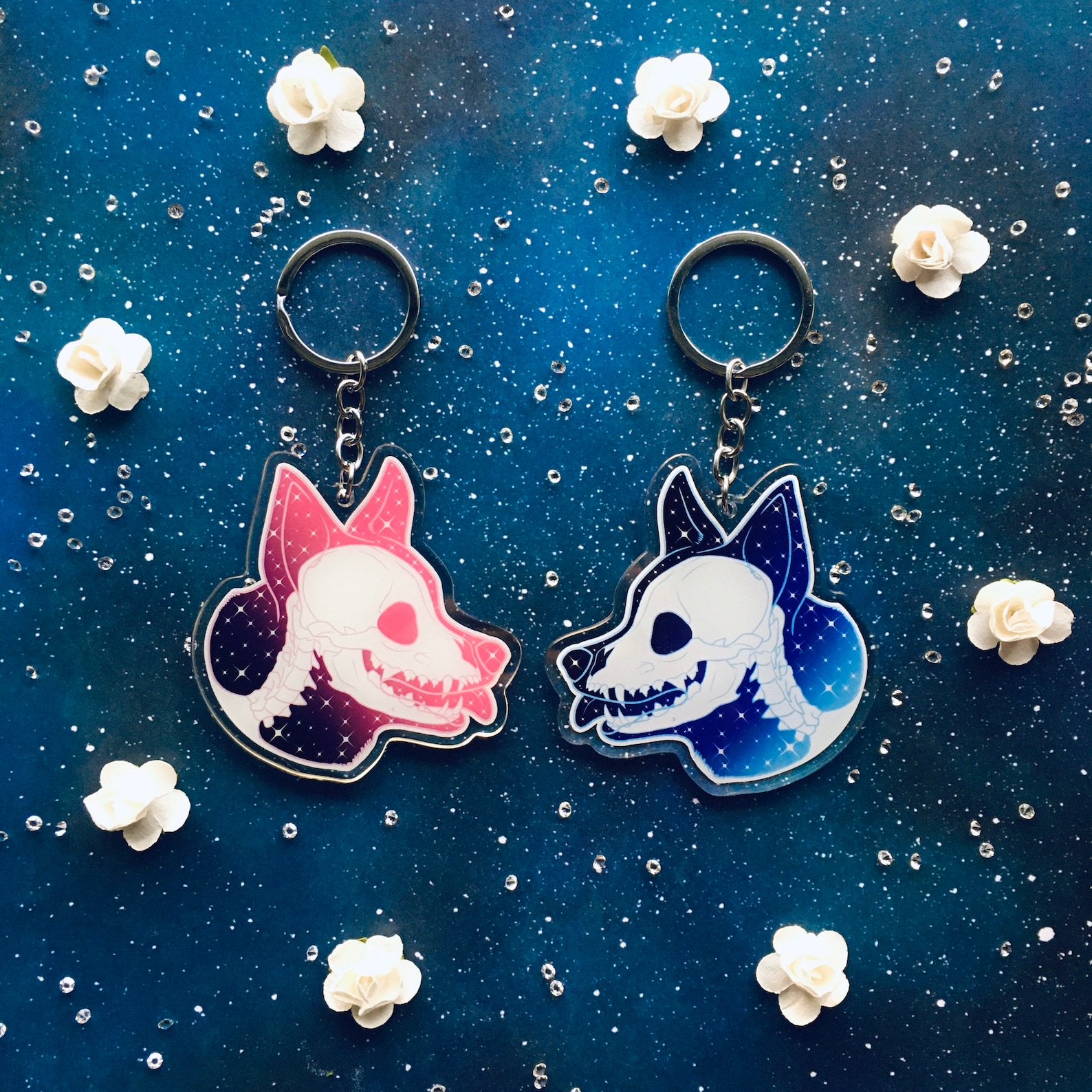 Corgi Skull 3" Acrylic Charm Keychain // Gifts for Dog Lovers // Pet ...