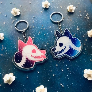 Corgi Skull 3" Acrylic Charm Keychain // Gifts for Dog Lovers // Pet ...