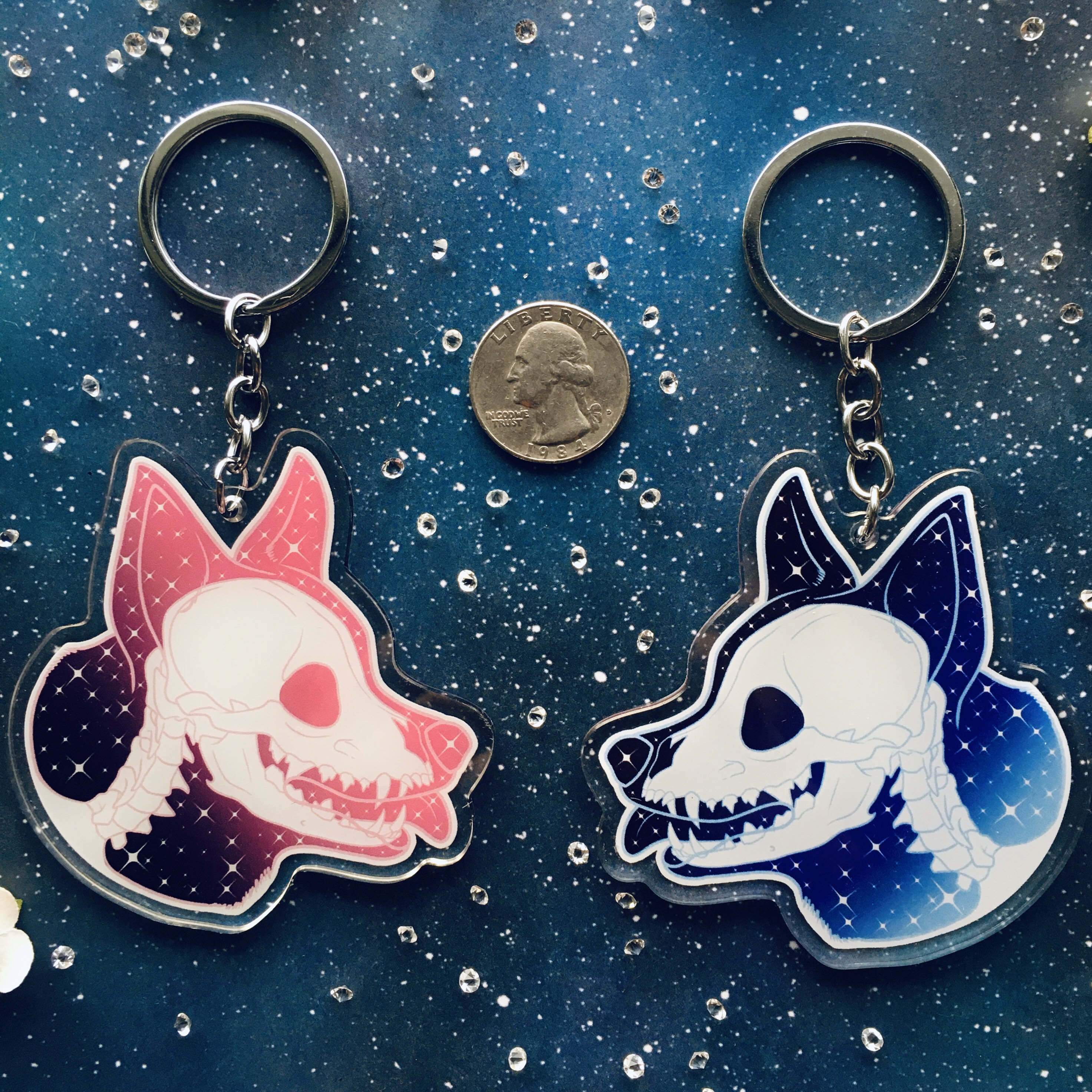 Corgi Skull 3" Acrylic Charm Keychain // Gifts for Dog Lovers // Pet ...