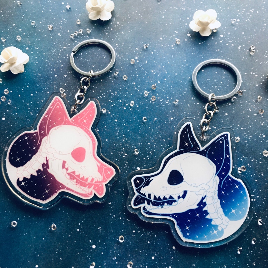Corgi Skull 3" Acrylic Charm Keychain // Gifts for Dog Lovers // Pet ...
