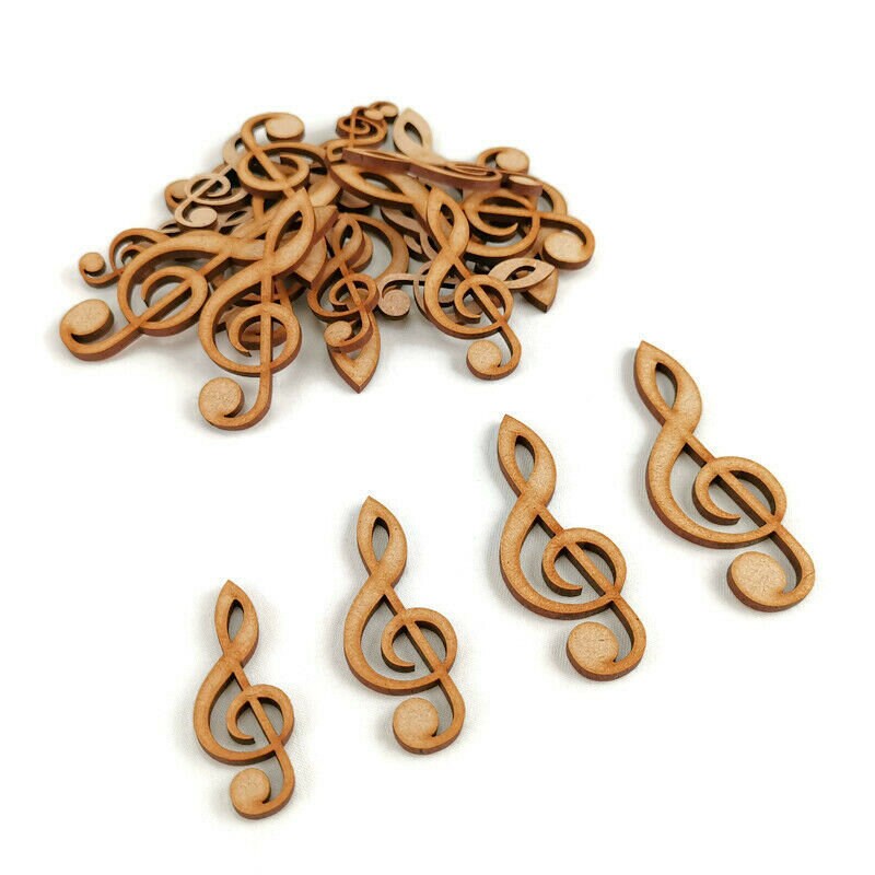 Music Notes Clef MDF Craft Shapes Wooden Blank Decoration - Etsy UK