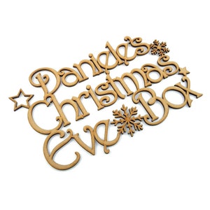 Personalised Christmas Eve Box Topper Wooden Shapes MDF Crafts Tag Gift ...