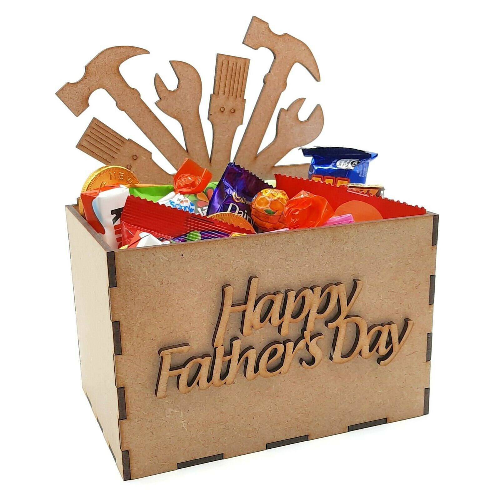 Fathers Day Treat Box Hamper Gift Fillable Craft Kit MDF Wooden ...