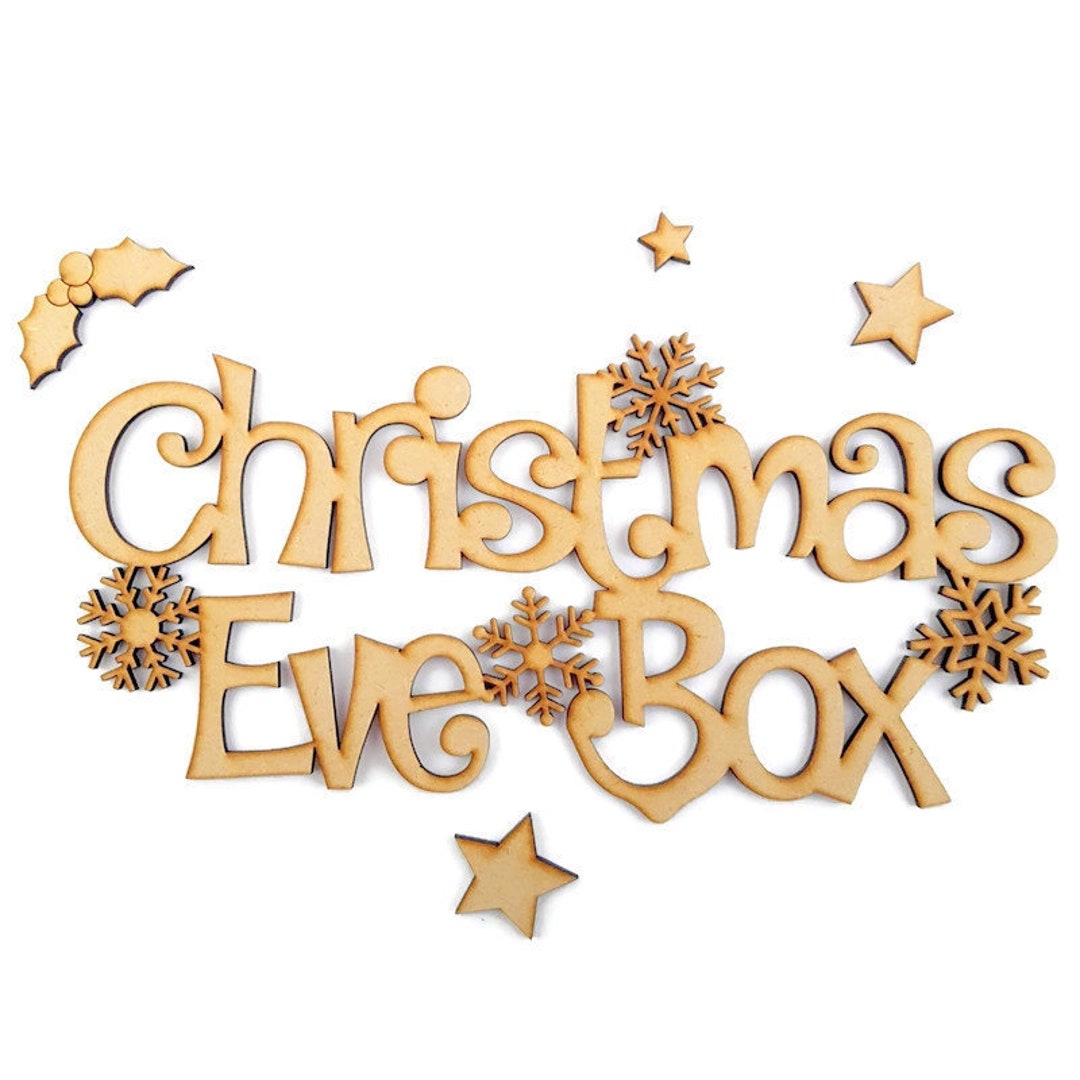 Christmas Eve Box Topper Wooden MDF Crafts Xmas Gift Tree Decoration ...
