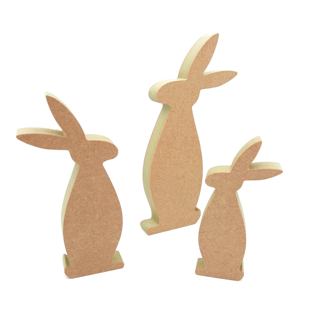 Freestanding Easter Cute Rabbit Bunny Hare Shape MDF Wooden Craft Blank ...