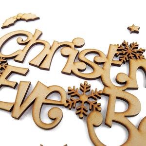 Christmas Eve Box Topper Wooden MDF Crafts Xmas Gift Tree Decoration ...