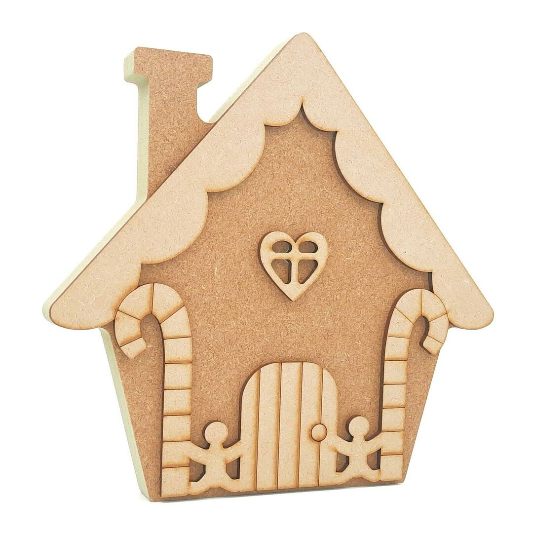 Freestanding Layered Christmas Gingerbread House Shape MDF Wood Craft ...