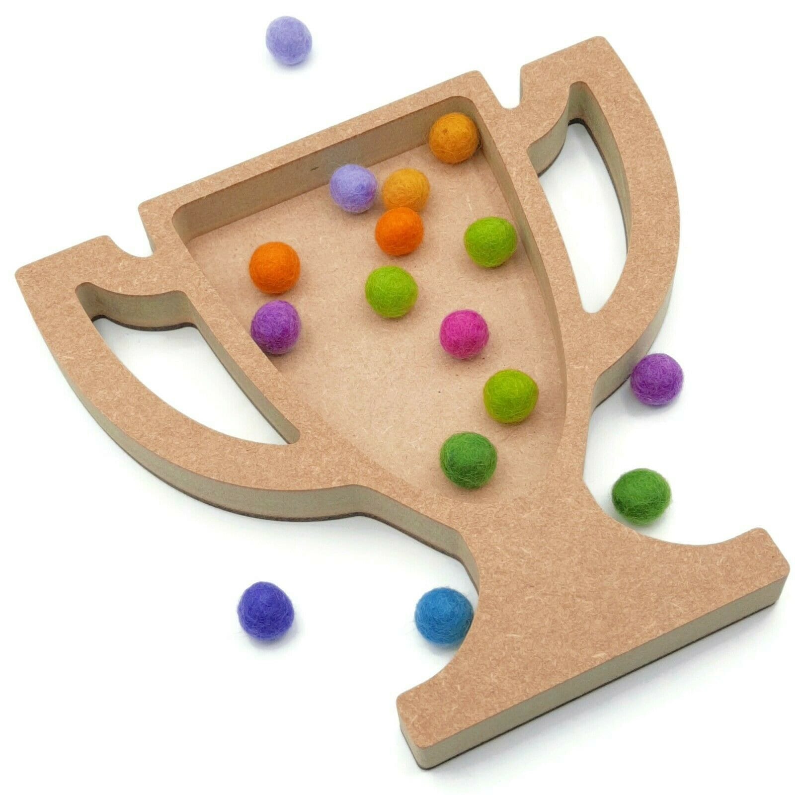 Fillable Award Trophy MDF Wood Shape Pom Pom Resin Felt Wool Ball Base ...