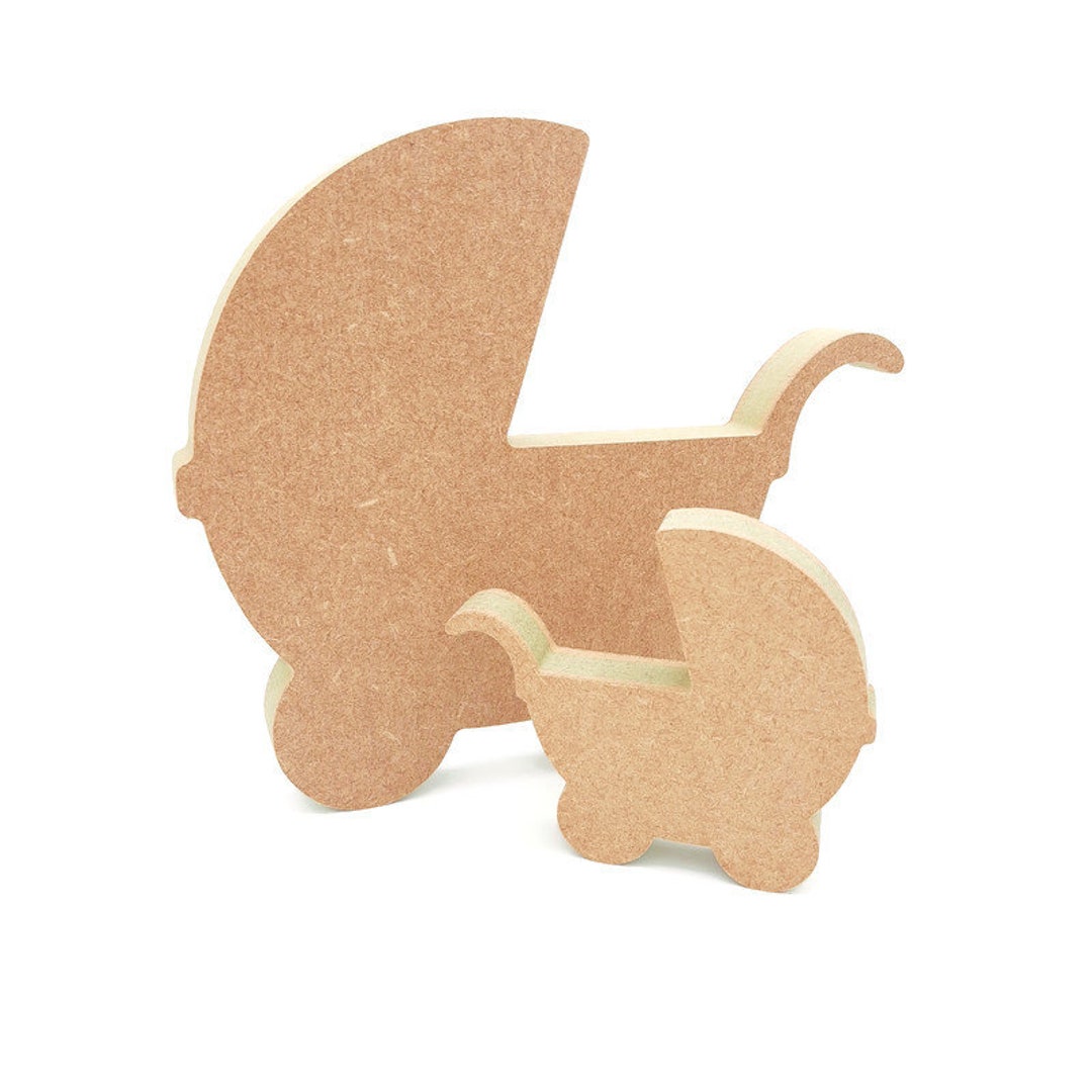 Freestanding Baby Shower Pram Wooden MDF Blank Shape, Unpainted, 18mm ...