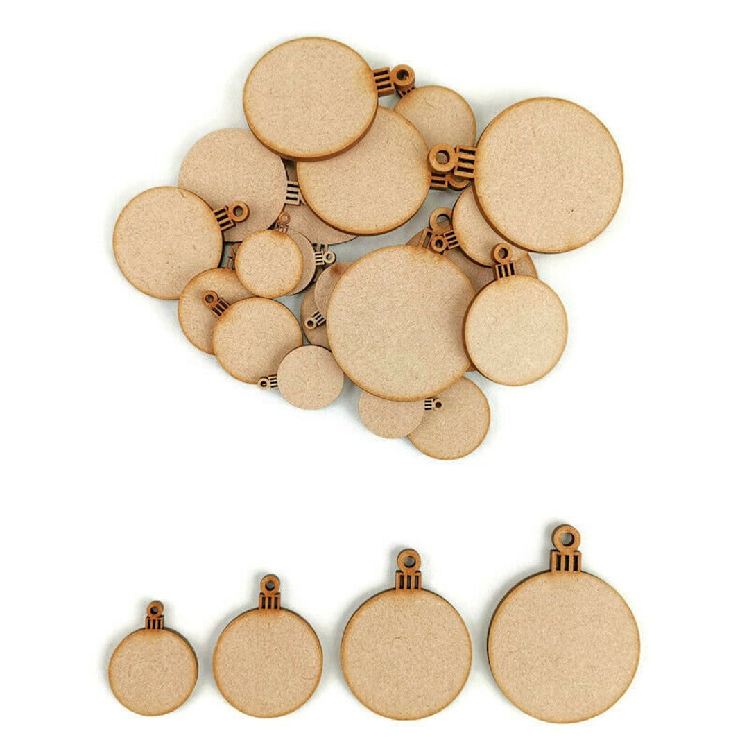 Christmas Blank Bauble MDF Craft Shapes Wooden Gift Tags Decoration ...