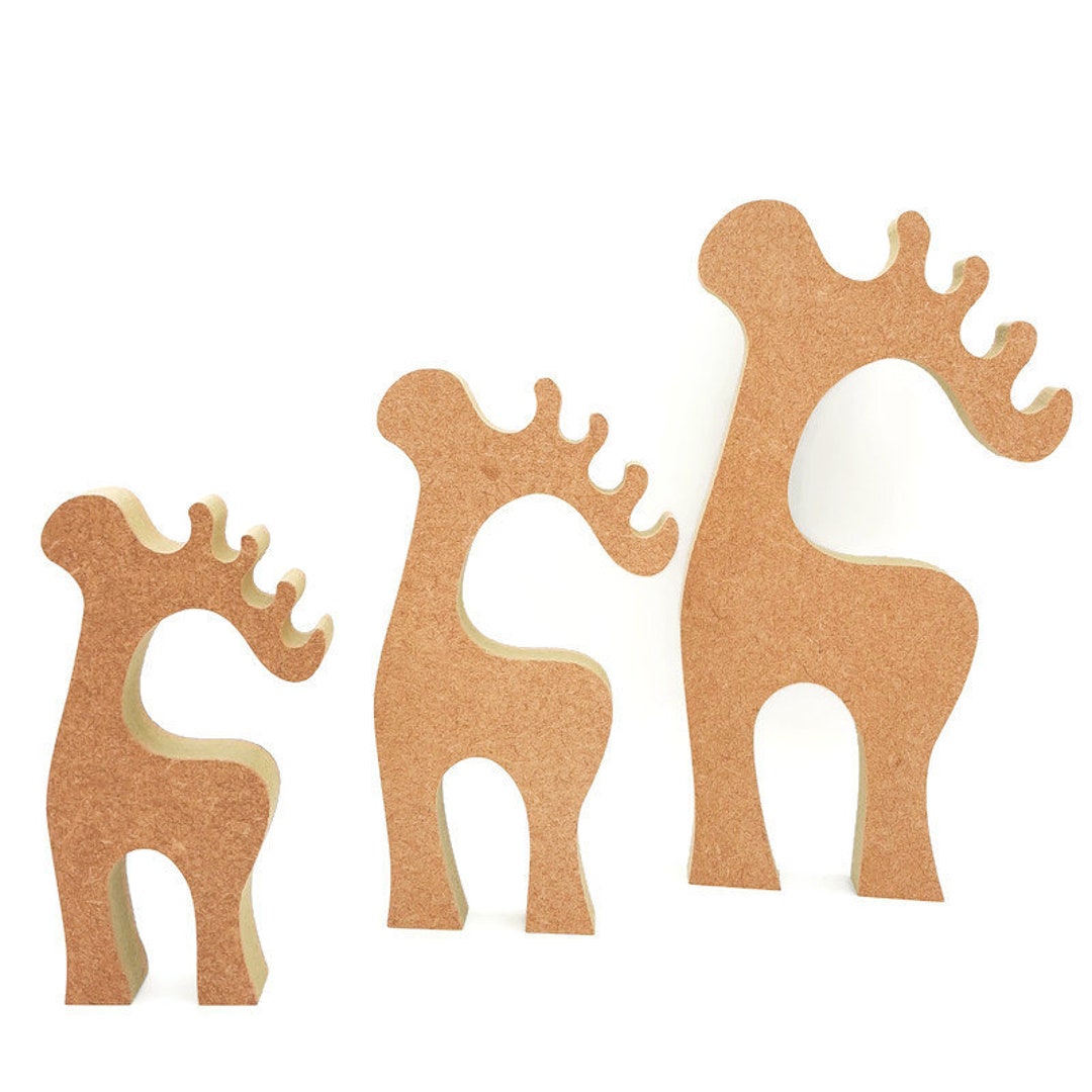 Freestanding Nordic Reindeer Wooden MDF Blank Shape, Unpainted, 18mm ...