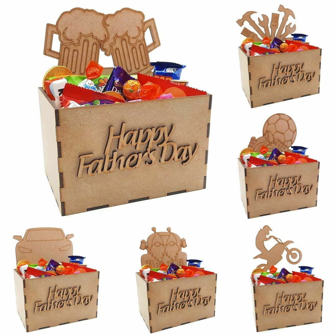 Fathers Day Treat Box Hamper Gift Fillable Craft Kit MDF Wooden ...