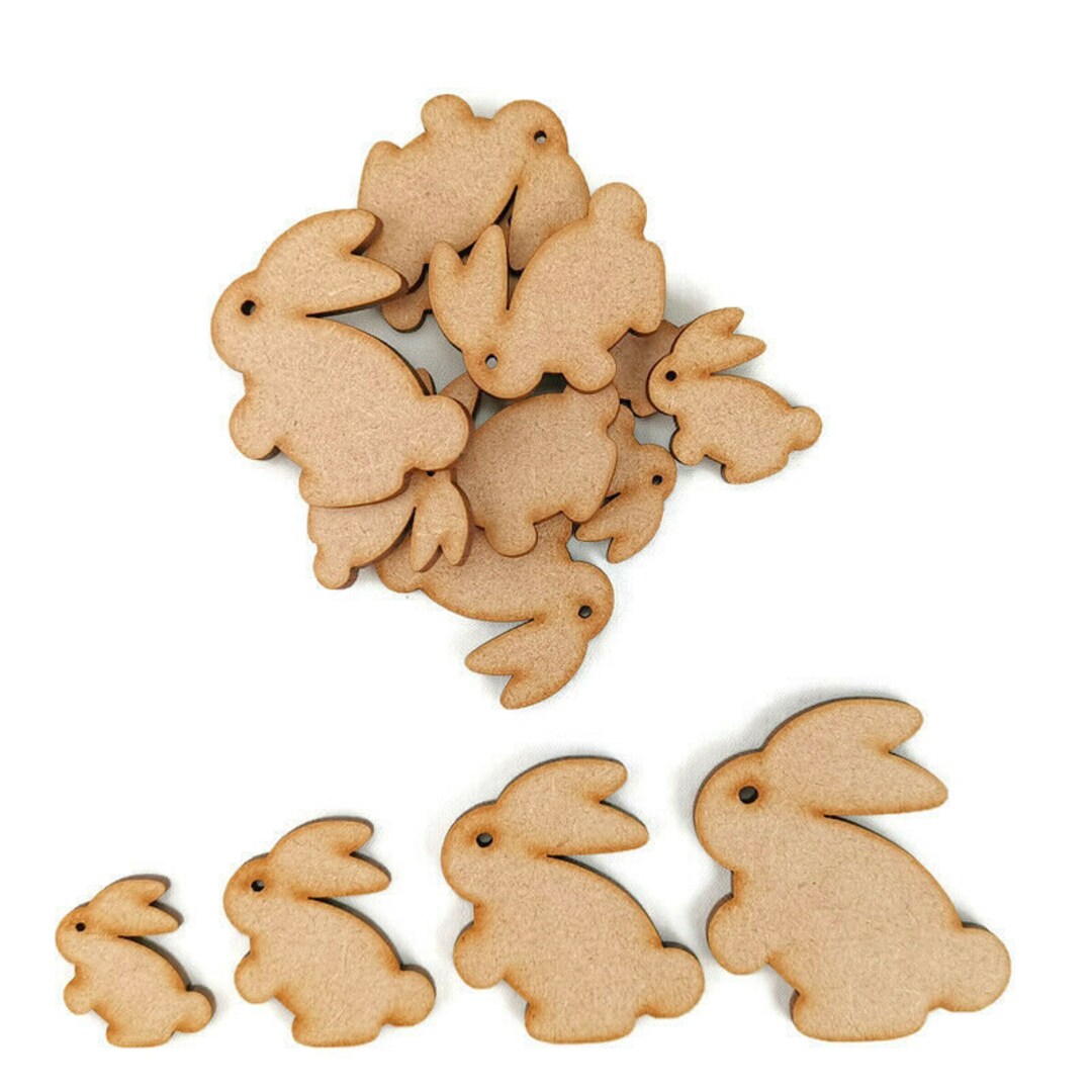Easter Bunny Rabbit Sitting MDF Craft Shapes Wooden Blank Gift Tags ...