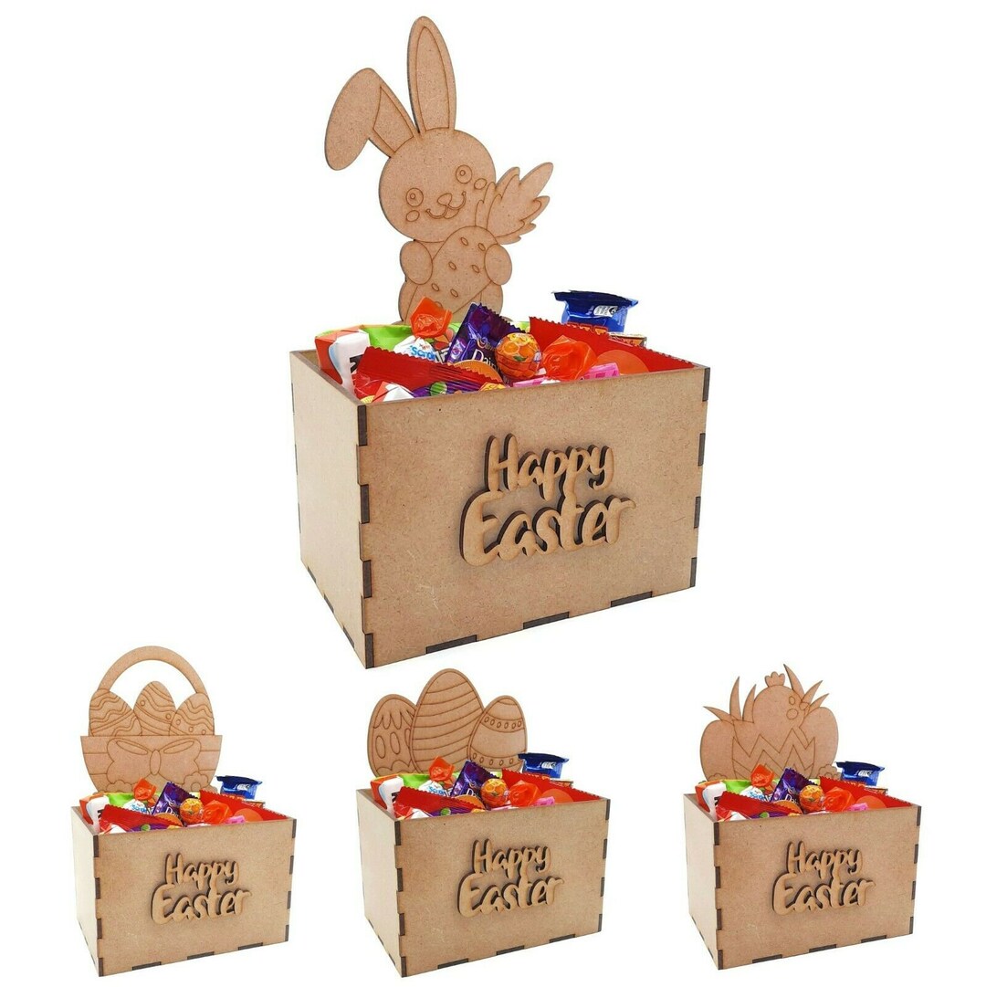 Easter Egg Treat Box Hamper Gift Fillable Craft Kit MDF Wooden ...