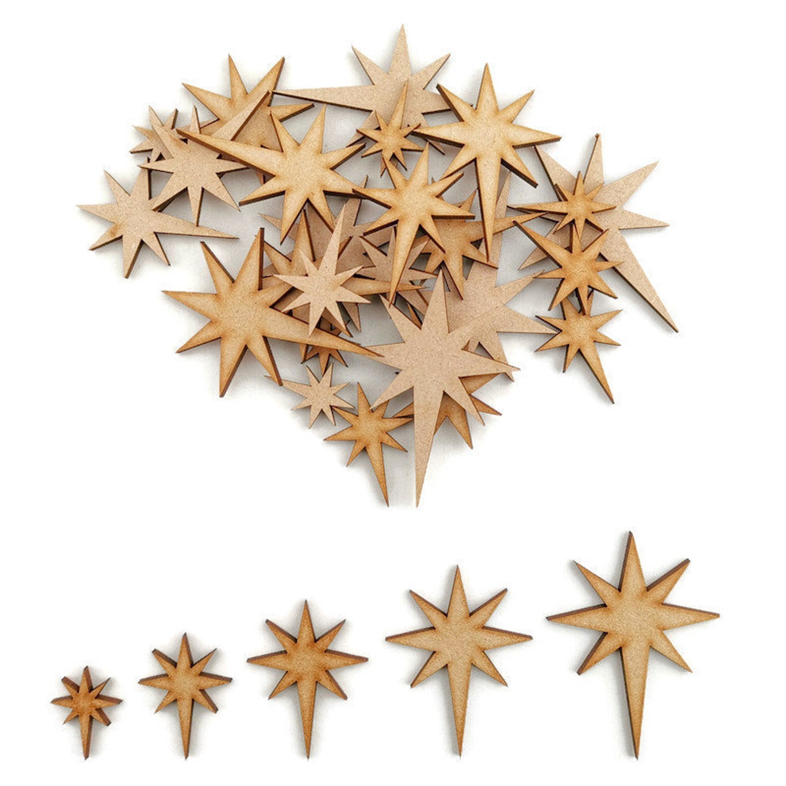 Christmas Star MDF Craft Shapes Wooden Blank Decoration Embellishment ...