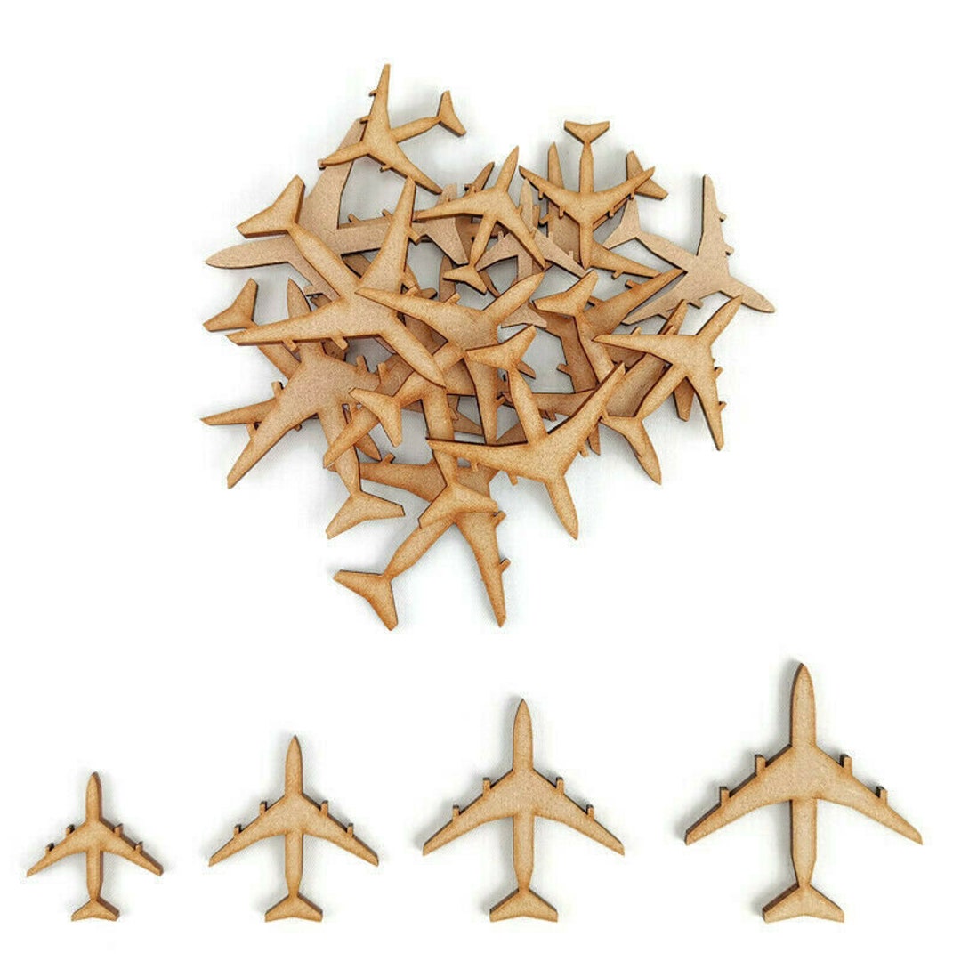 Plane MDF Craft Shapes Wooden Blank Gift Jet Decoration Embellishments ...