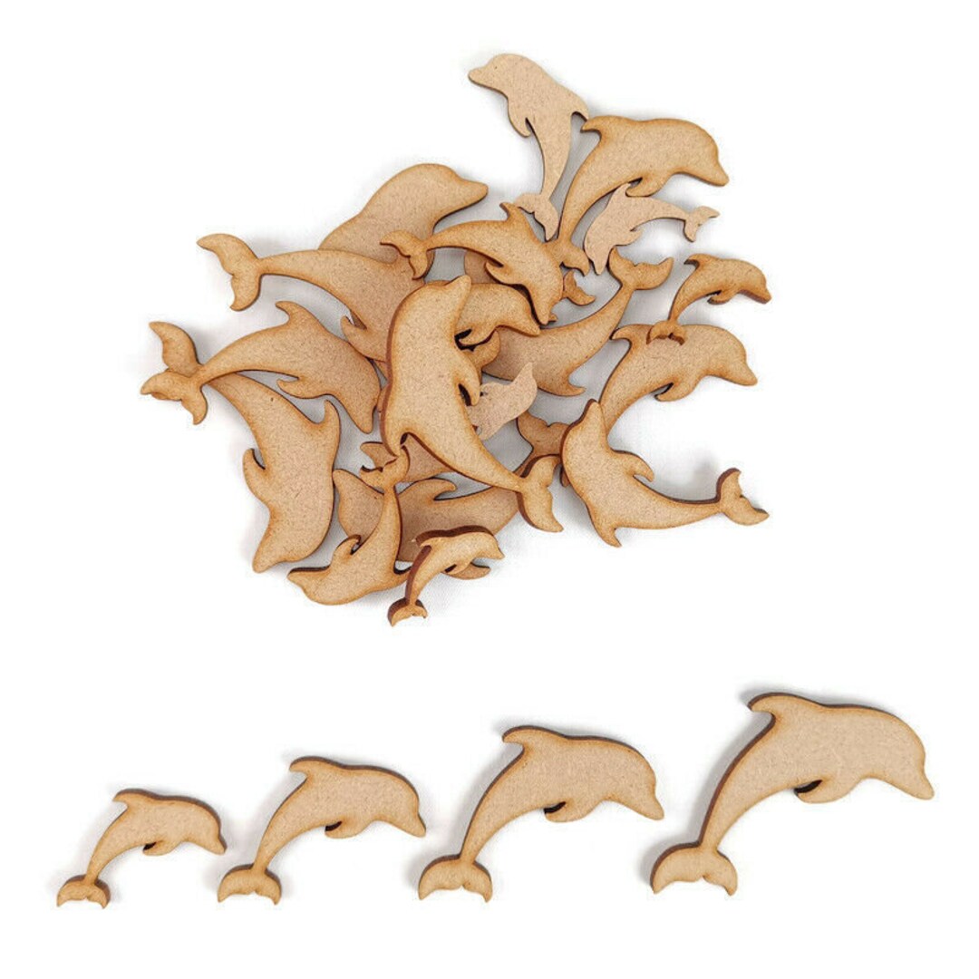 Sea Dolphin MDF Craft Shapes Wooden Blank Tags Decoration Embellishment ...
