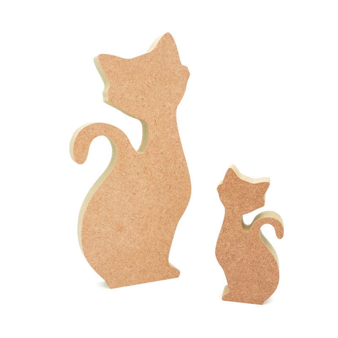 Freestanding Cute Sitting Cat Wooden MDF Blank Shape, Unpainted, 18mm ...