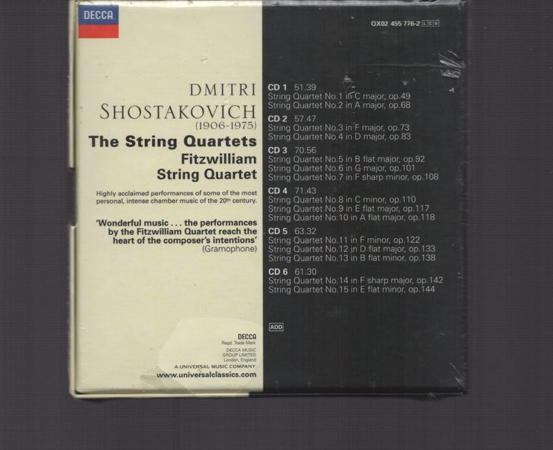 Shostakovich : the String Quartets / Box Set / SEALED / CD / 6 Discs ...