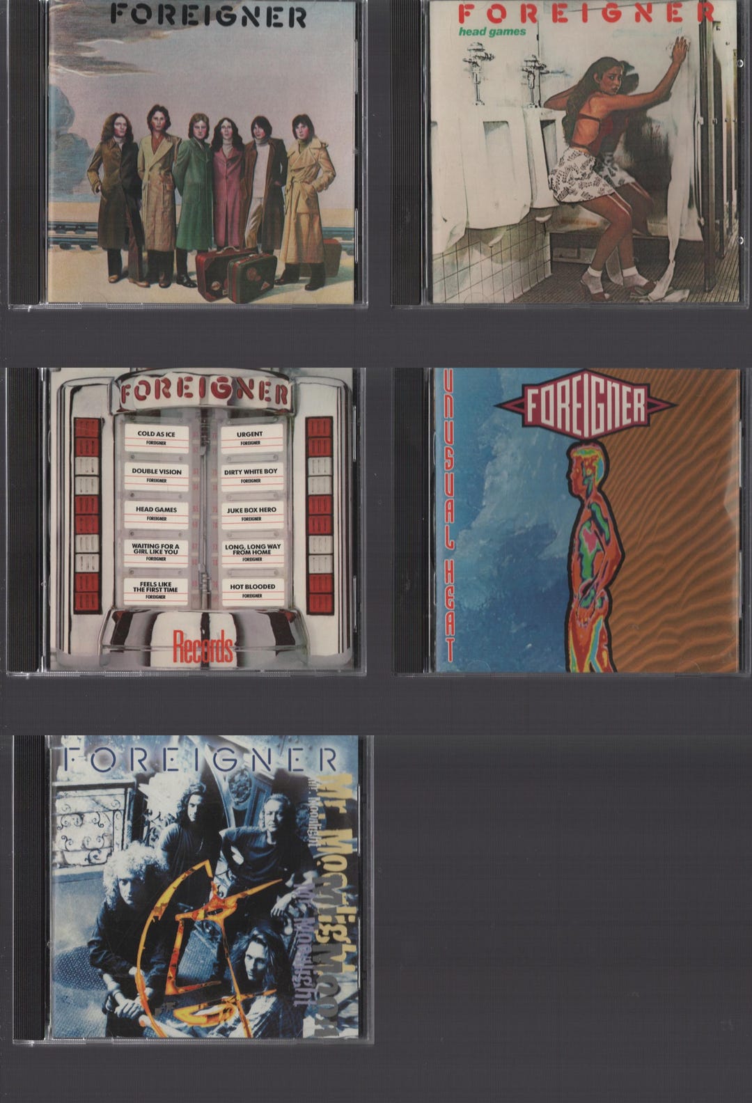 Foreigner / LOT of 5 / CD / Head Games / Unusual Heat / Mr. Moonlight ...