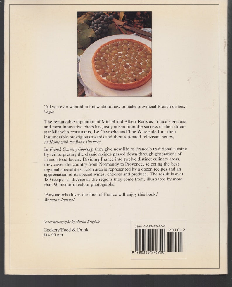 French Country Cooking / the Roux Brothers / Paperback 1992 Cookbook - Etsy