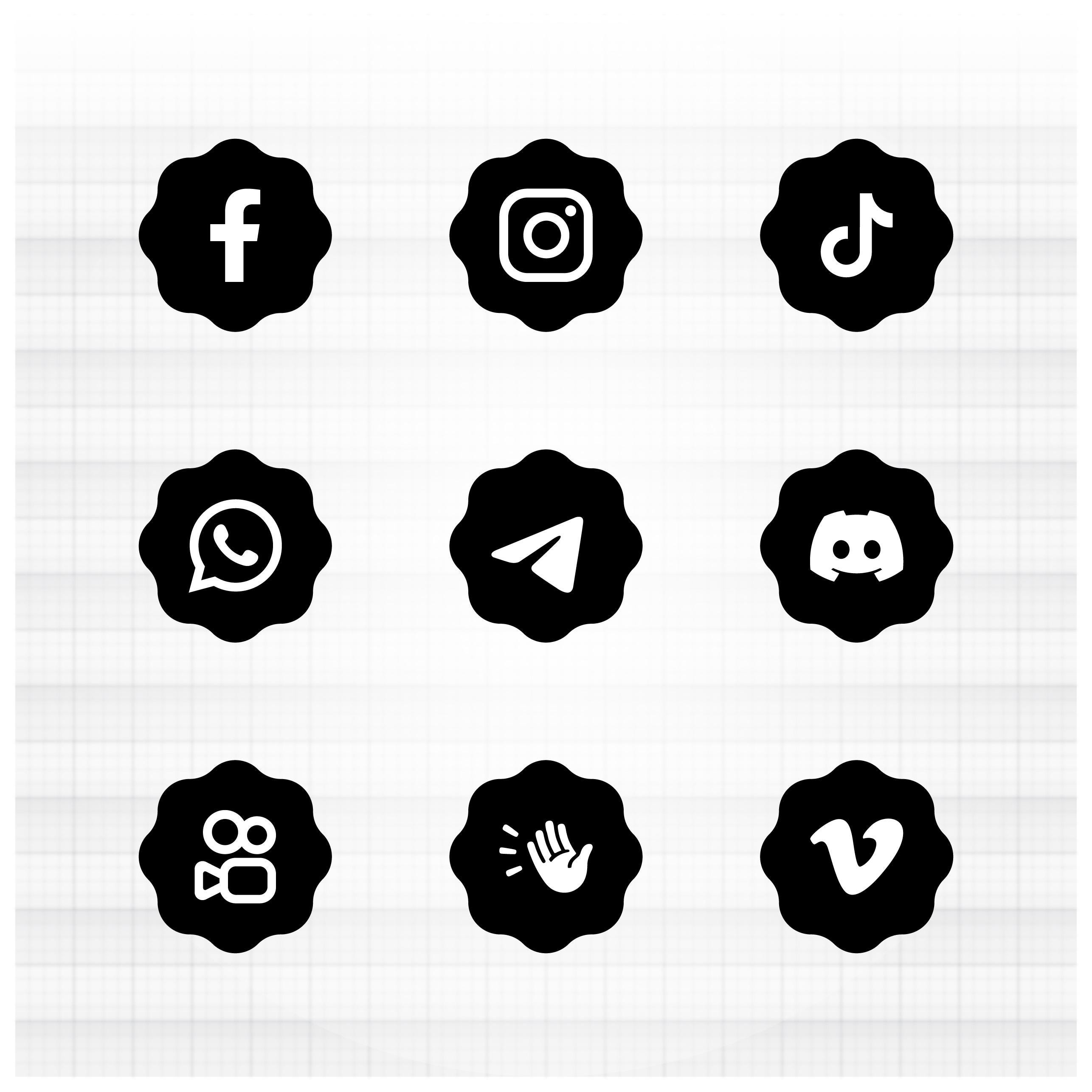Social Media App Icon Set SVG PNG PDF, Influencer Business Scallop Logo ...