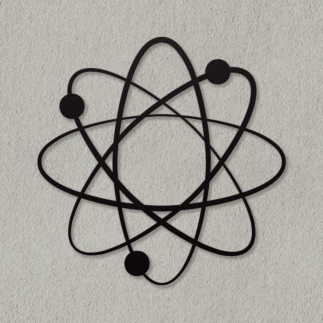 Science Wall Art Atomic Age Metal Sign Retro Minimalist Bohr Atom Steel ...