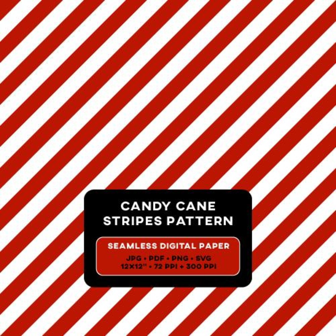 Candy Cane Pattern SVG PNG JPG | Seamless Diagonal Red White Stripe ...